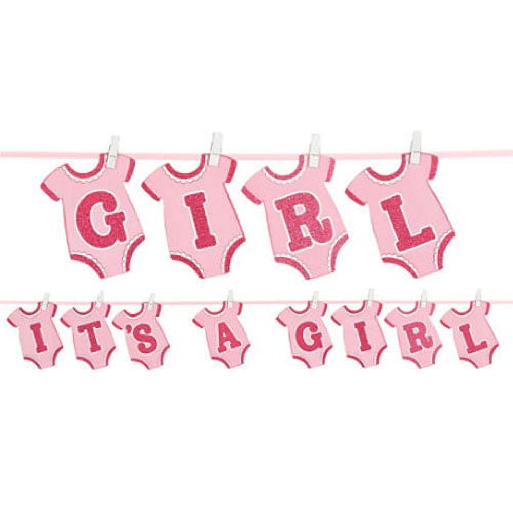 Baby Shower 'Baby Girl' Deluxe Glitter Cutout Banner (1ct) - Walmart.com