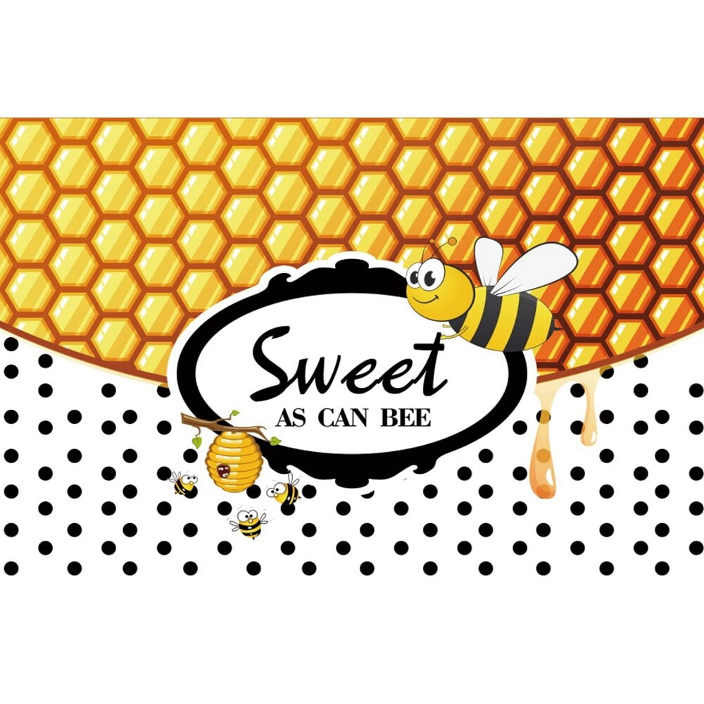 Baby Shower Backdrop Birthday Party Decor Yellow Bee Honey Photozone ...