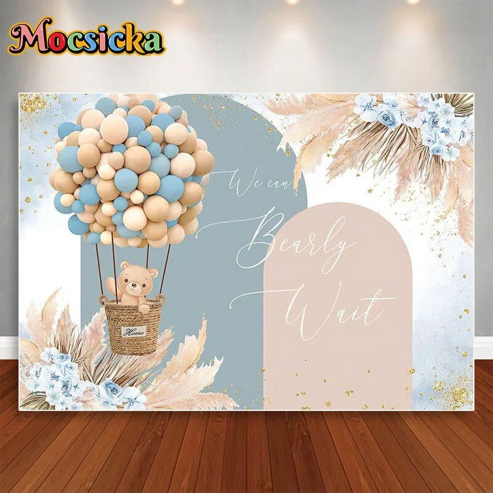 Baby Shower Backdrop Cute Bear Balloon Boys Welcome Party Decor ...