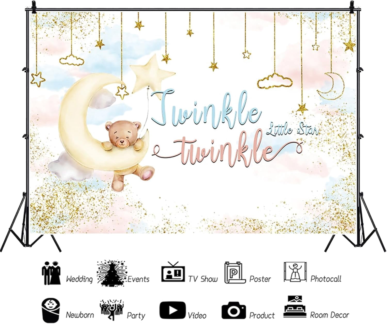 Baby Shower Backdrop Twinkle Twinkle Little Star Photography Background ...