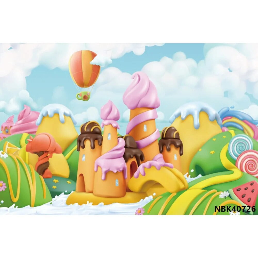 Baby Shower Backdrops Sweet World Candy Cake Ice Cream Castle Children ...