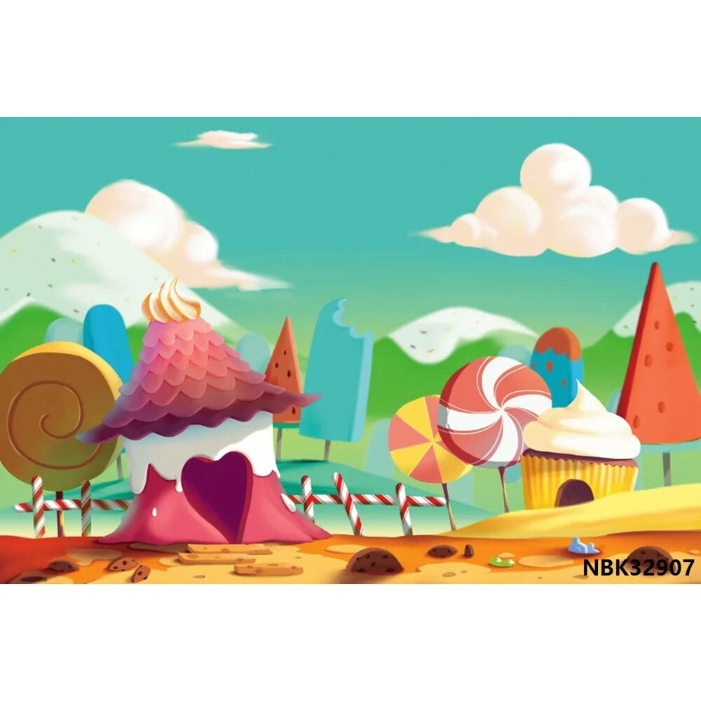 Baby Shower Backdrops Sweet World Candy Cake Ice Cream Castle Children ...