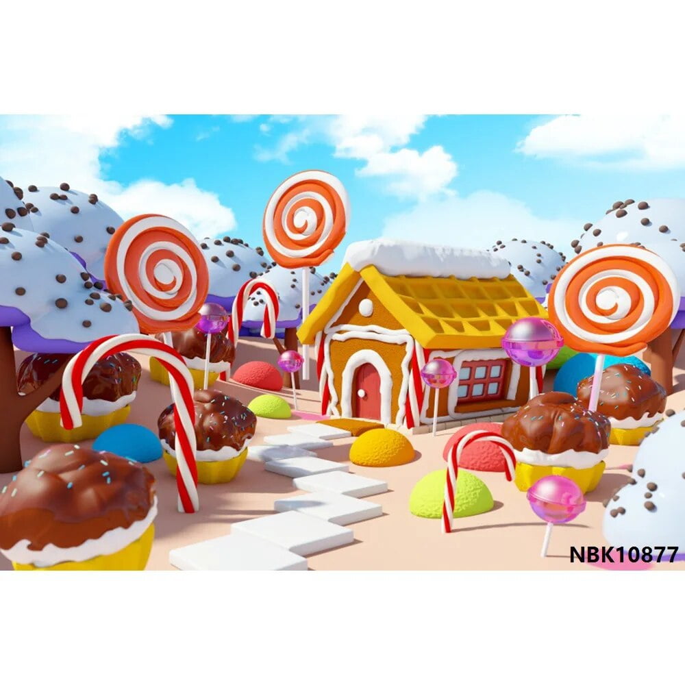 Baby Shower Backdrops Sweet World Candy Cake Ice Cream Castle Children ...