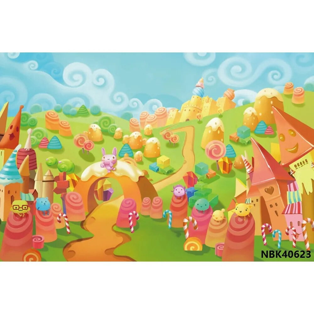 Baby Shower Backdrops Sweet World Candy Cake Ice Cream Castle Children ...