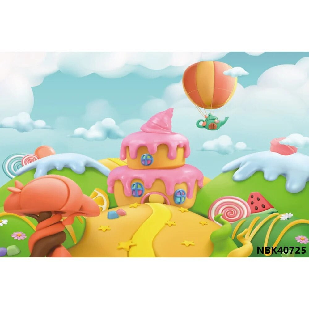 Baby Shower Backdrops Sweet World Candy Cake Ice Cream Castle Children ...
