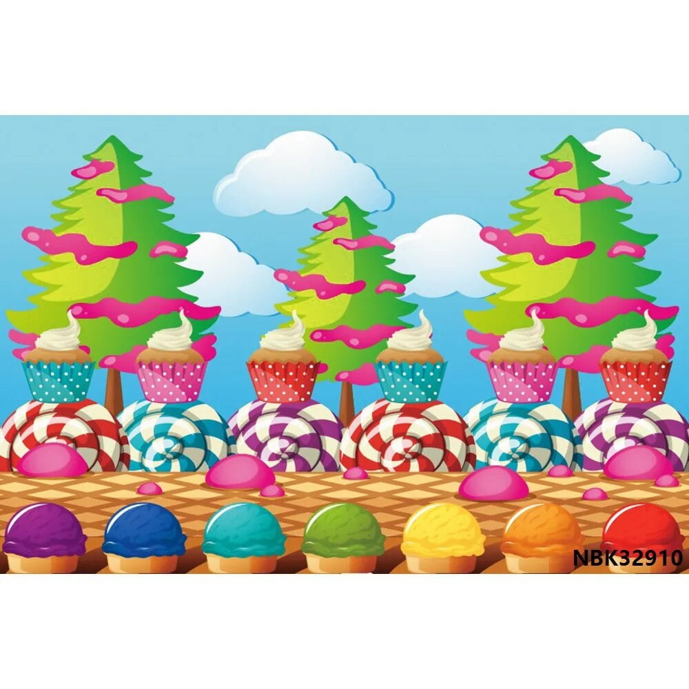 Baby Shower Backdrops Sweet World Candy Cake Ice Cream Castle Children ...