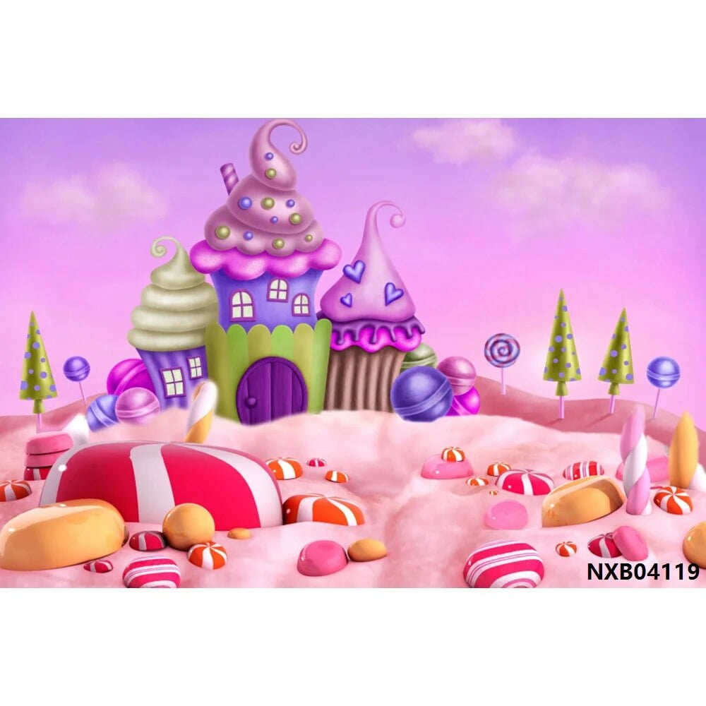 Baby Shower Backdrops Sweet World Candy Cake Ice Cream Castle Children ...