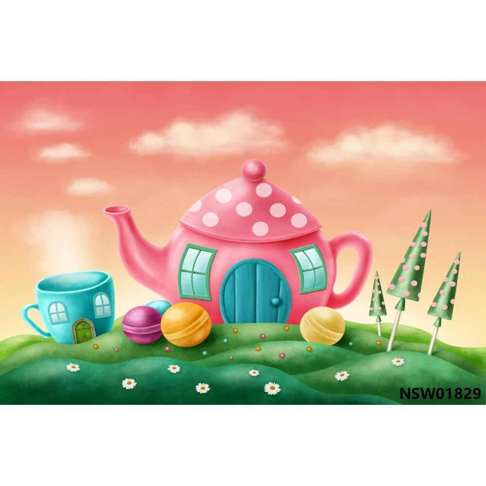 Baby Shower Backdrops Sweet World Candy Cake Ice Cream Castle Children ...