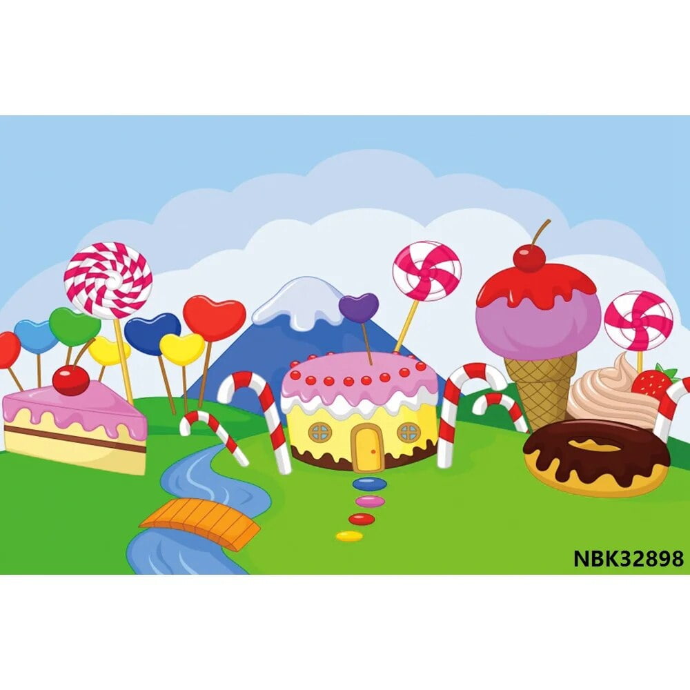 Baby Shower Backdrops Sweet World Candy Cake Ice Cream Castle Children ...