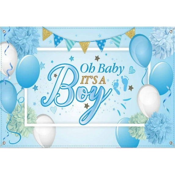 Baby Shower Background or Boys Greenery Oh baby Flowers Gender Neutral ...