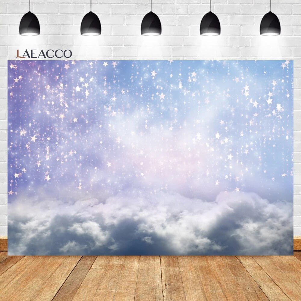Baby Shower Backgrounds Blue Sky White Clouds Stars Flowers Newborn ...