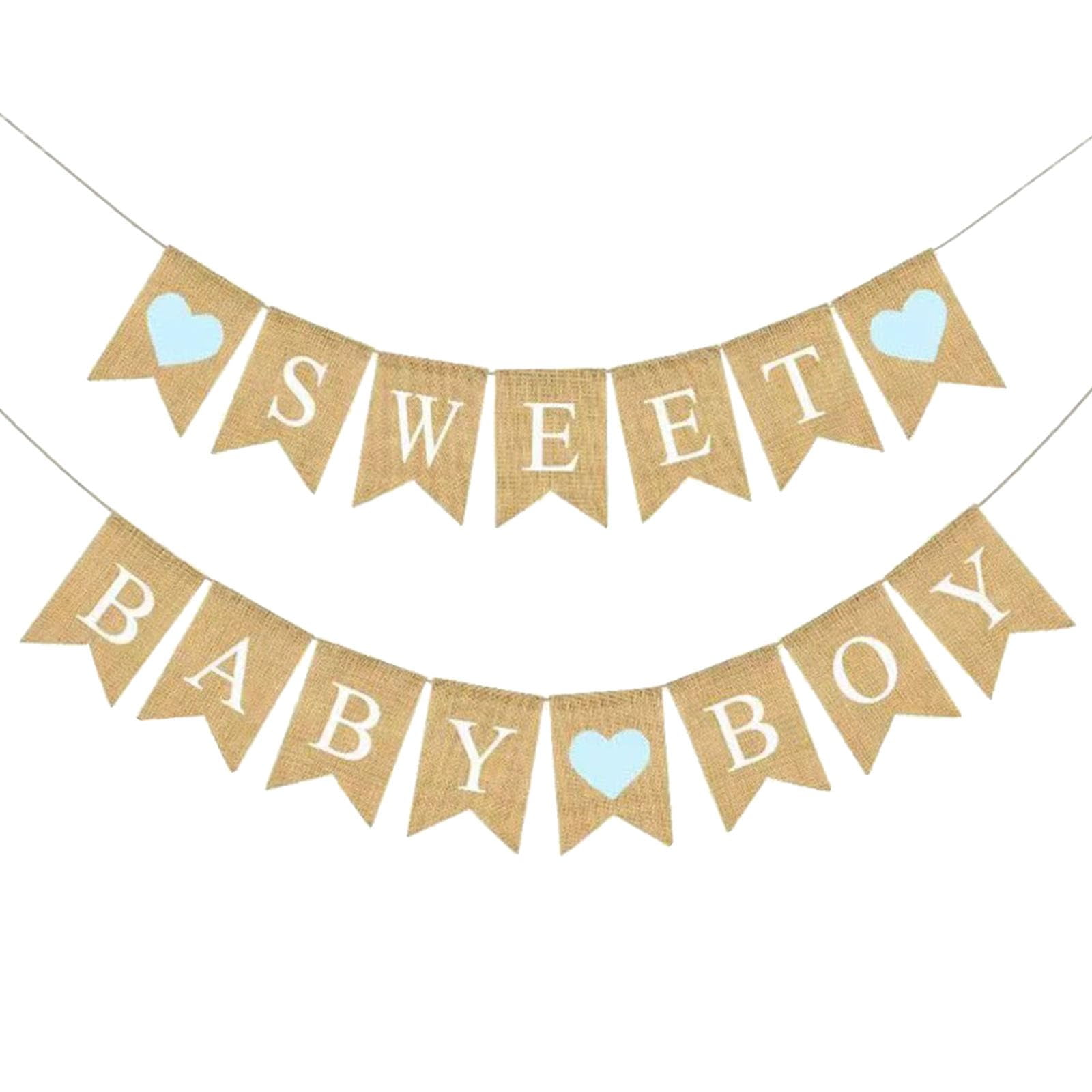 Baby Shower Banner for Boy - Burlap Sweet Baby Boy Sign, Prestrung Boy ...