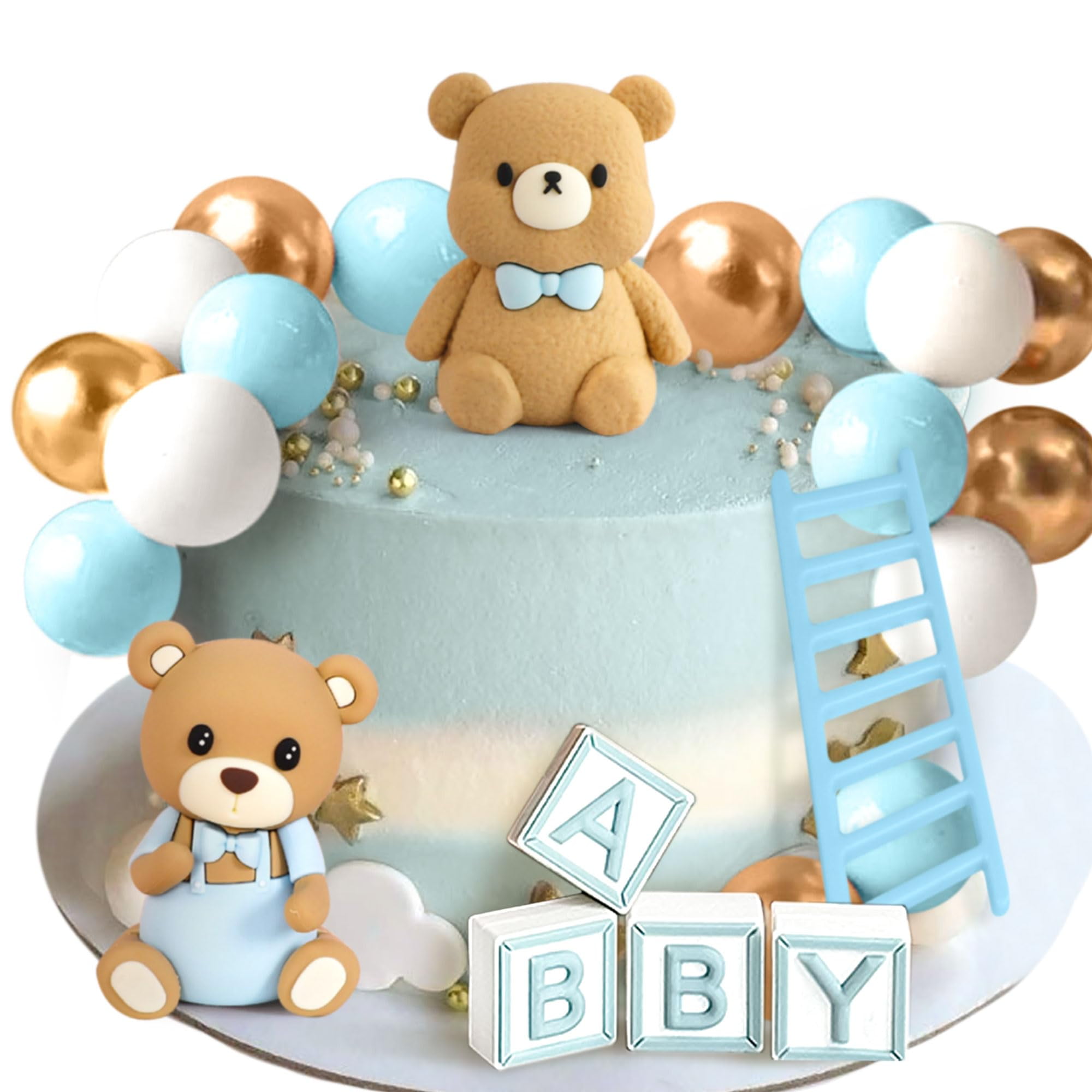 Baby Shower Cake Topper for Boy RST1 Bear Theme We Can Barely Wait ...