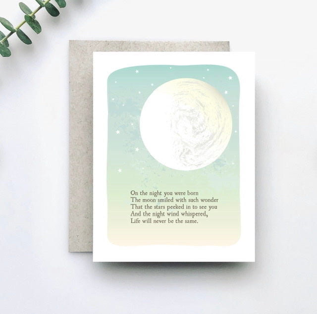 Baby Shower Card - “On the Night You Were Born” Poem Design – Envelope ...