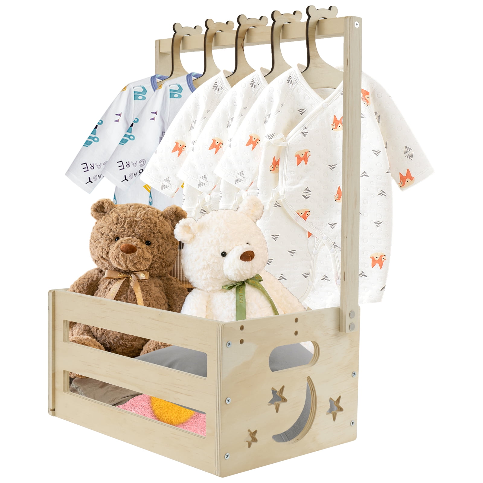 Baby Shower Crate Closet Smooth Wood Baby Shower Basket with Portable ...