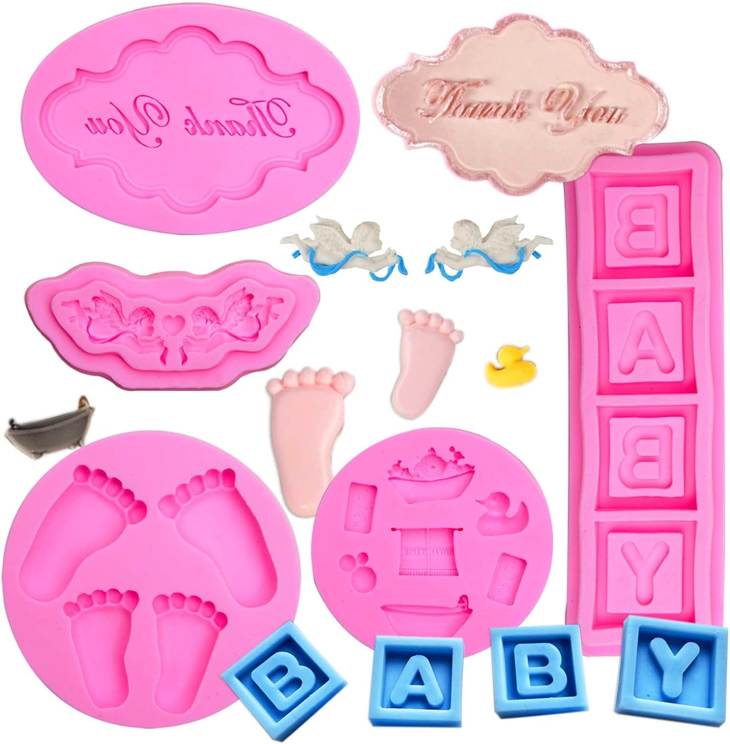 Baby Shower Fondant Molds (5 Pack) - Silicone Chocolate Feet Molds for ...