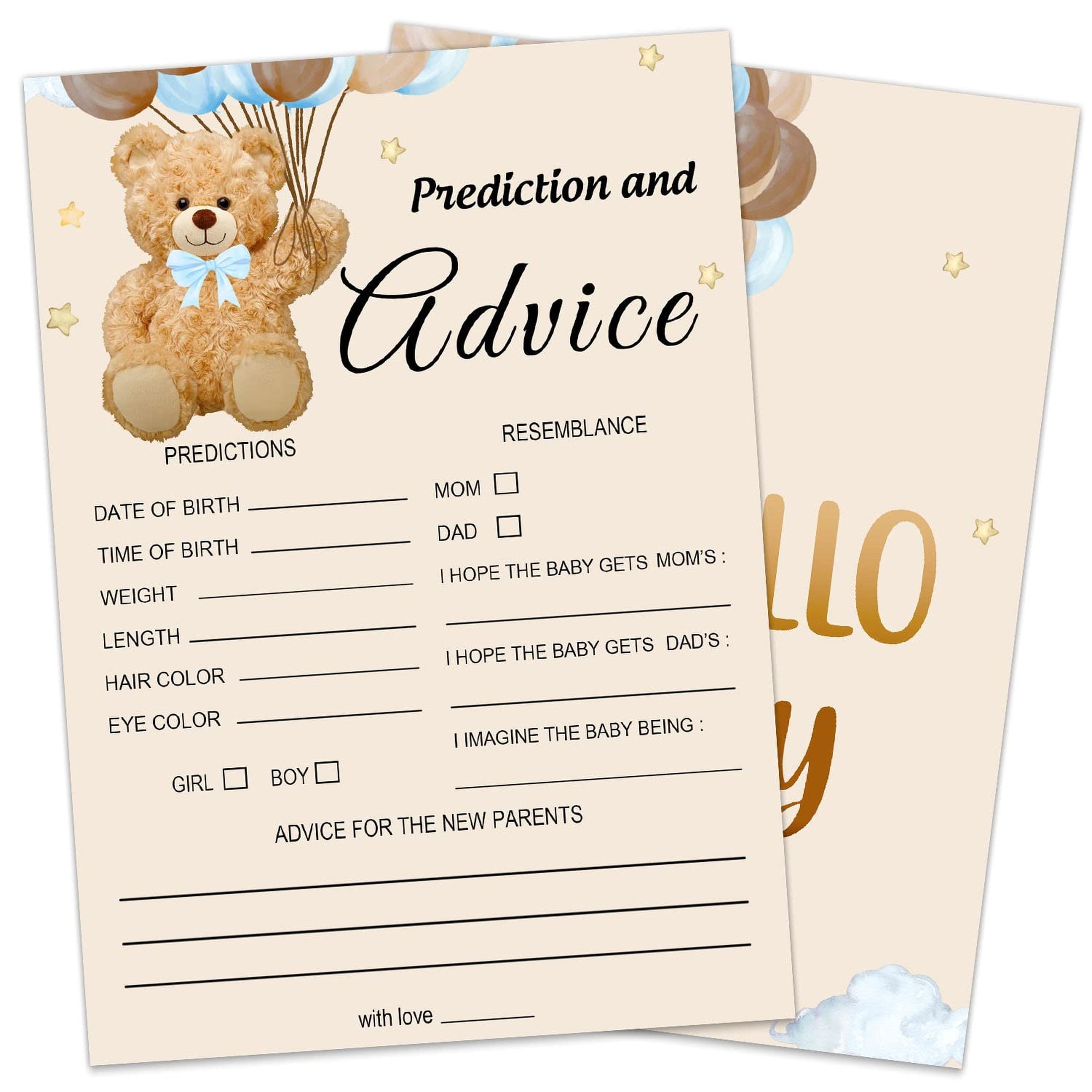 Baby Shower Fun: Double-Sided Prediction and Advice Cards for Memorable ...