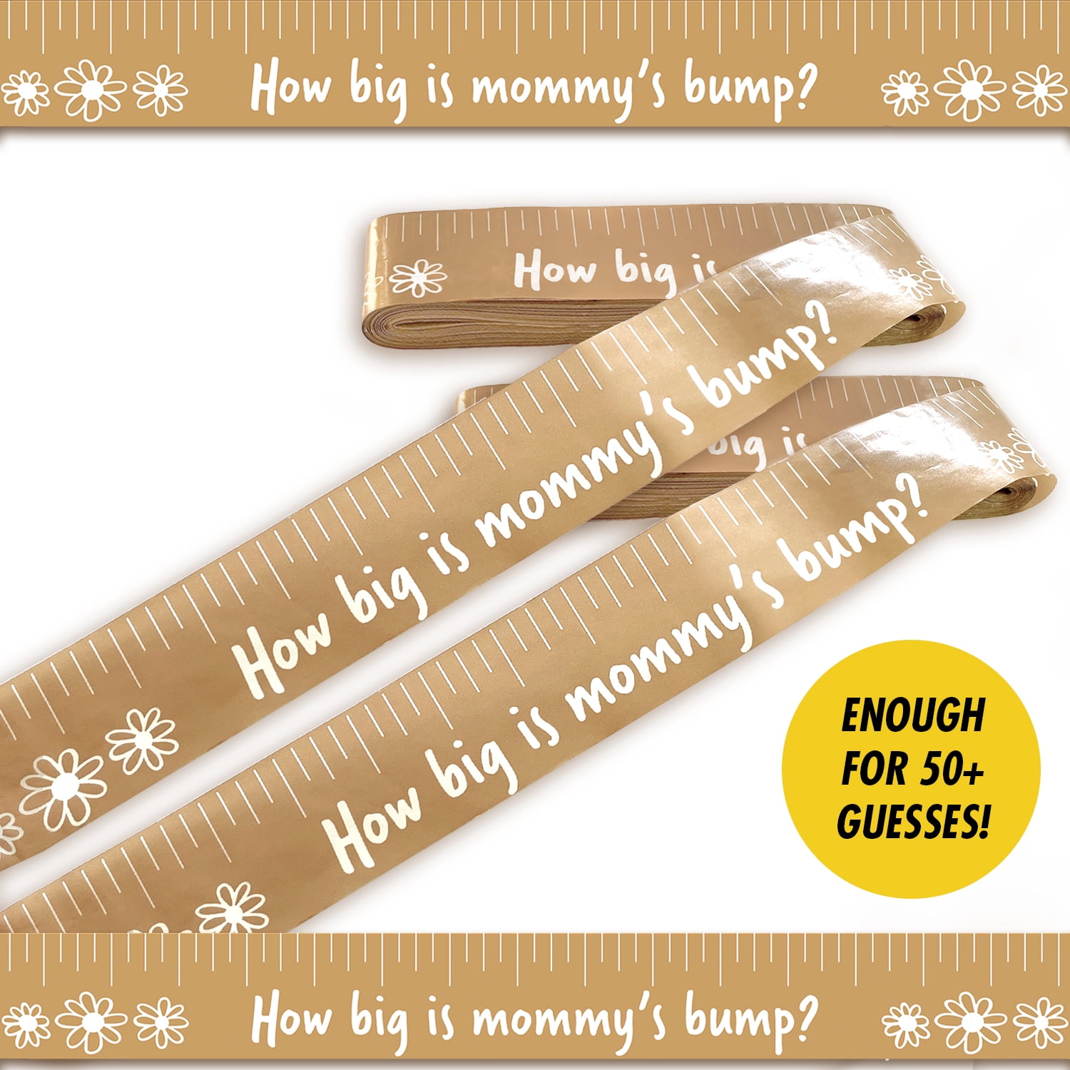 Sweet Baby Co. Baby Shower Games, 2 Rolls 2in x 150ft Belly Measure ...