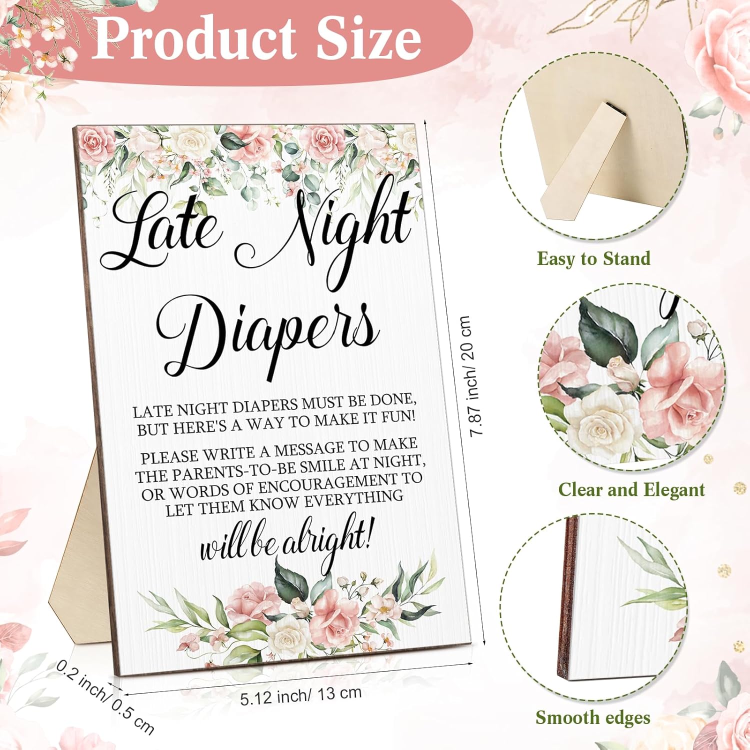 Baby Shower Games Late Night Diapers Sign Wooden Baby Shower Game Table ...