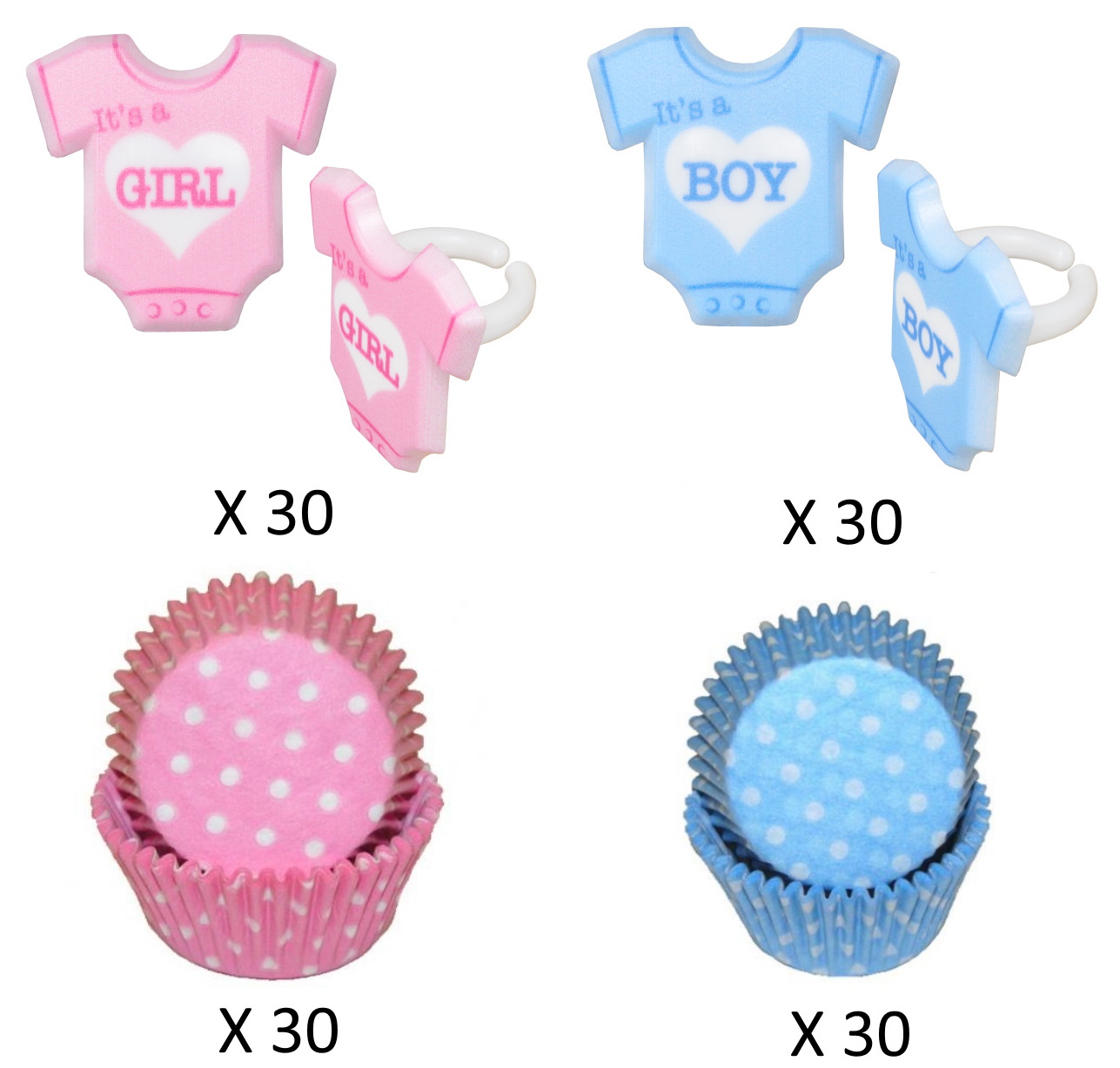 Baby Shower Gender Reveal Party Cupcake Liners and Toppers - Enough for ...