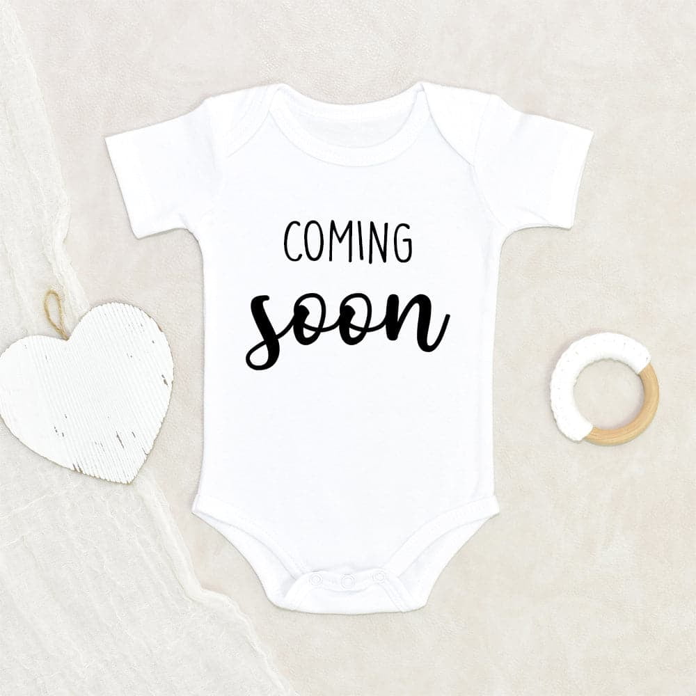 Newborn Baby Shower Gift: Cute Coming Soon Onesie, Pregnancy Reveal ...