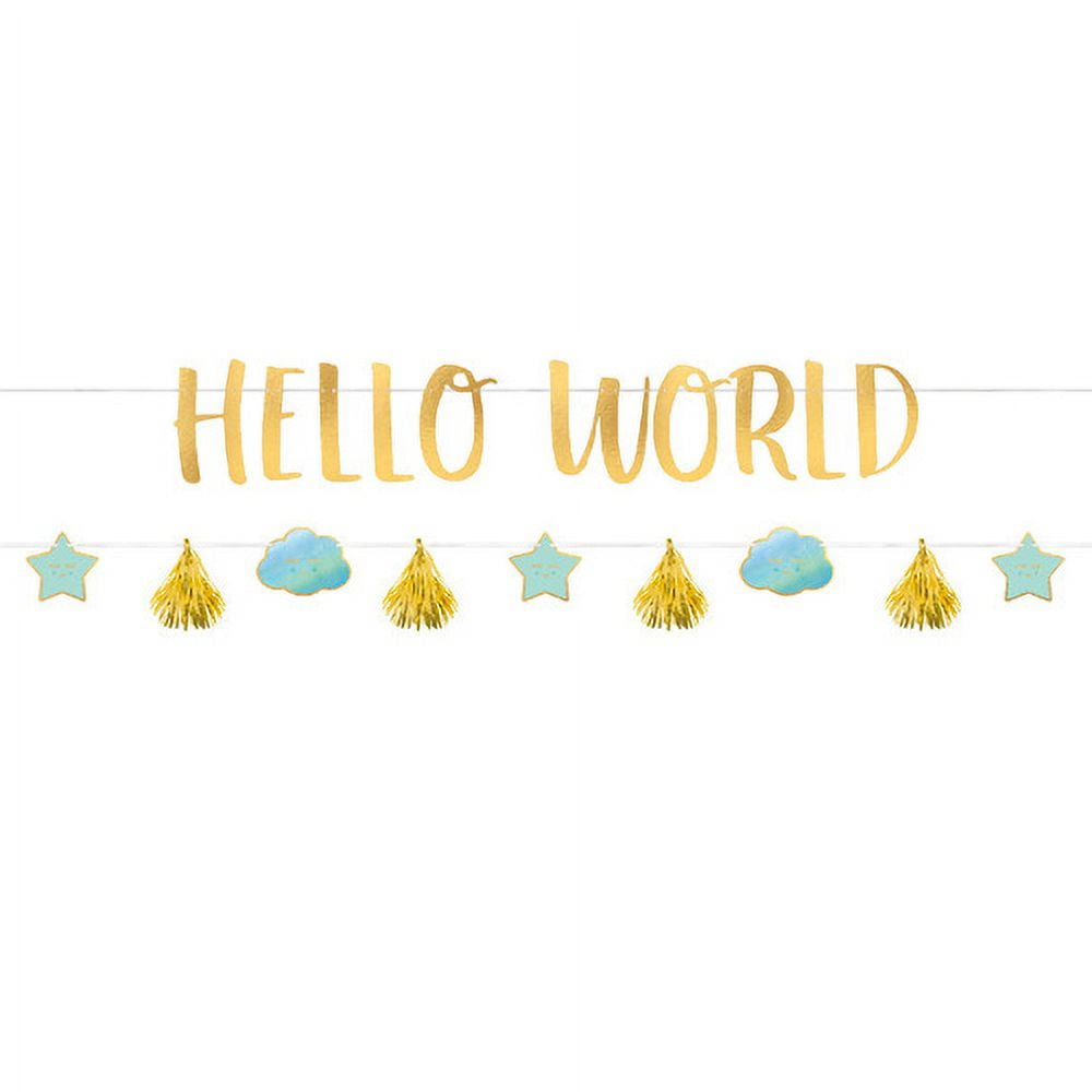 Baby Shower 'Hello World Boy' Banner Kit (2pc) - Walmart.com