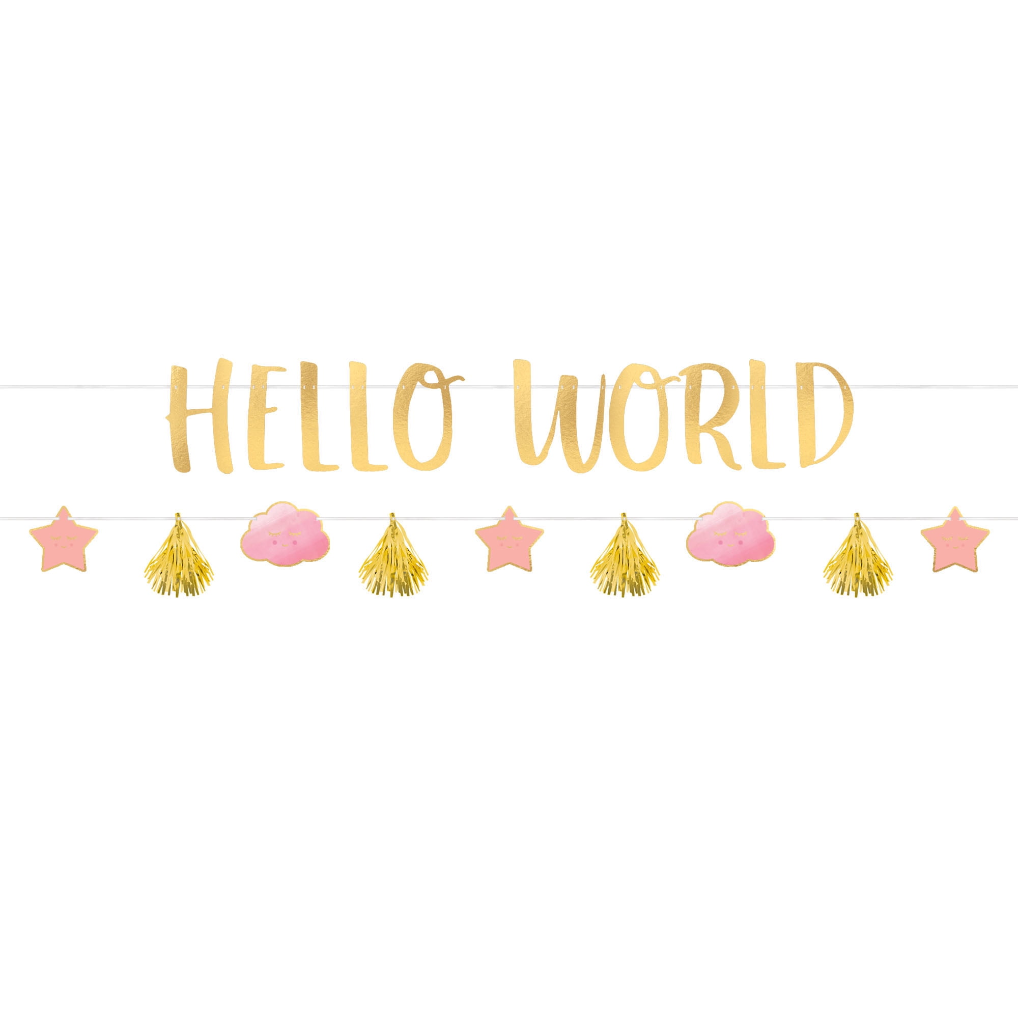 Baby Shower 'Hello World Girl' Banner Kit (2pc) - Walmart.com
