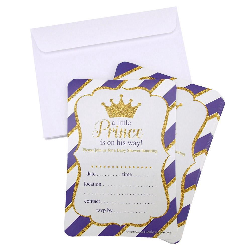 Baby Shower Invitation Envelope, Prince, Blue, 7-Inch, 12-Piece ...