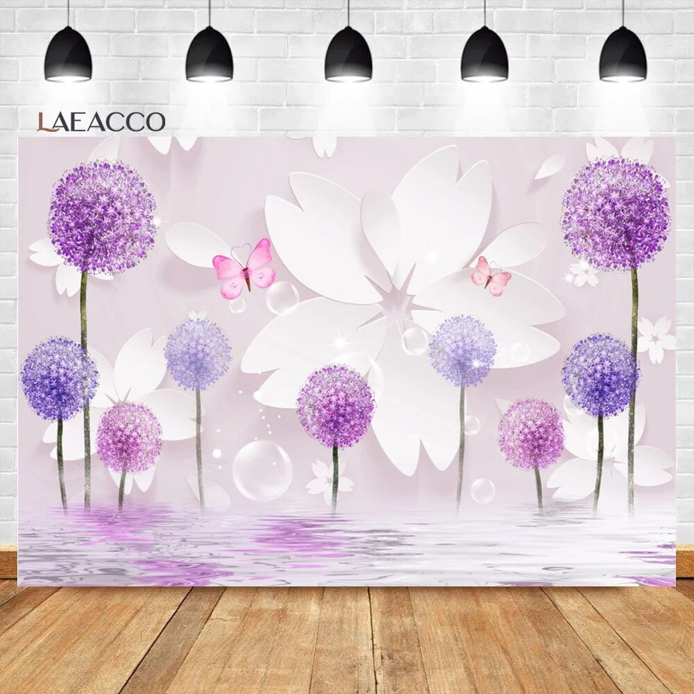 Baby Shower Lilac Photocall Background Lotus Pond Pink Butterfly Child ...