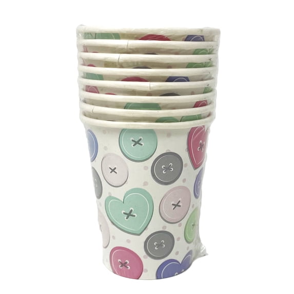 Baby Shower New Baby "Cute as a Button" 9 oz. Disposable Party Cups - 1 ...