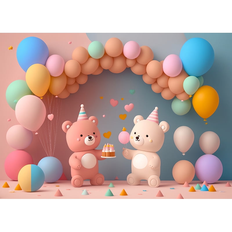 Baby Shower Newborn Digital Photography Backdrop Props Bear Colorful ...