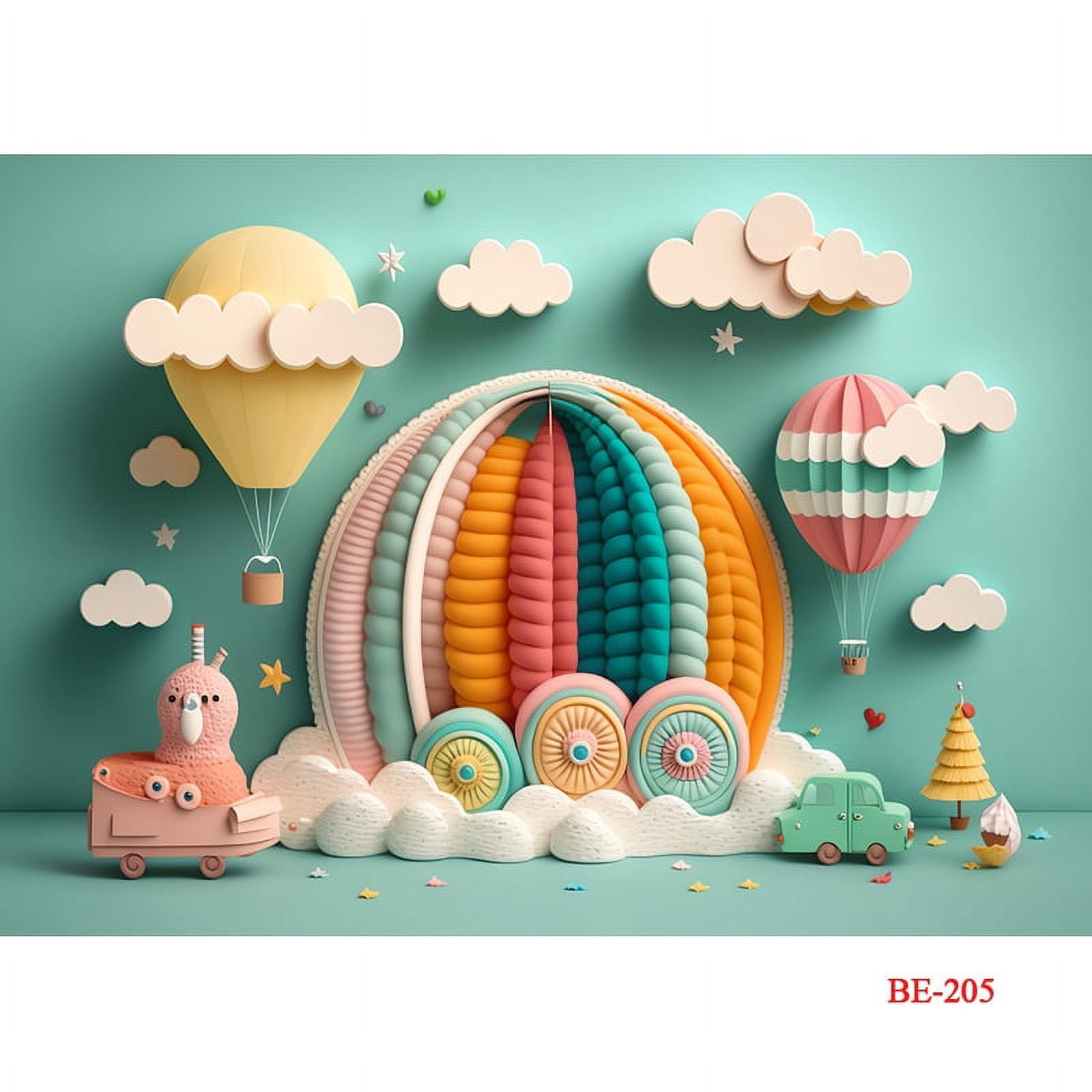 Baby Shower Newborn Digital Photography Backdrop Props Bear Colorful ...