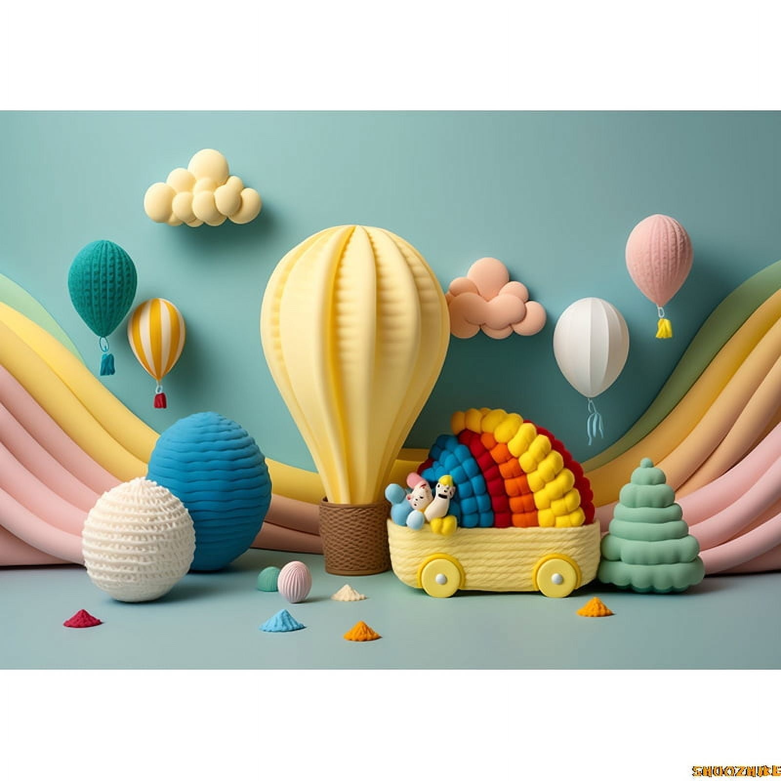 Baby Shower Newborn Photography Backdrop Prop Bear Colorful Air Balloon ...