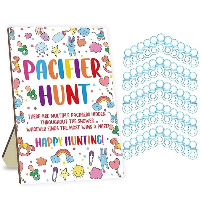 Baby Shower Pacifier Hunt Game Baby Pacifier Hunt Sign Board Weather ...