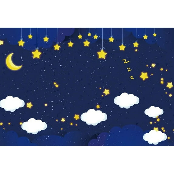 Baby Shower Photo Backdrop White Clouds Moon Stars Kids Newborn ...