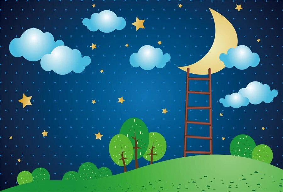 Baby Shower Photo Backdrop White Clouds Moon Stars Kids Newborn ...