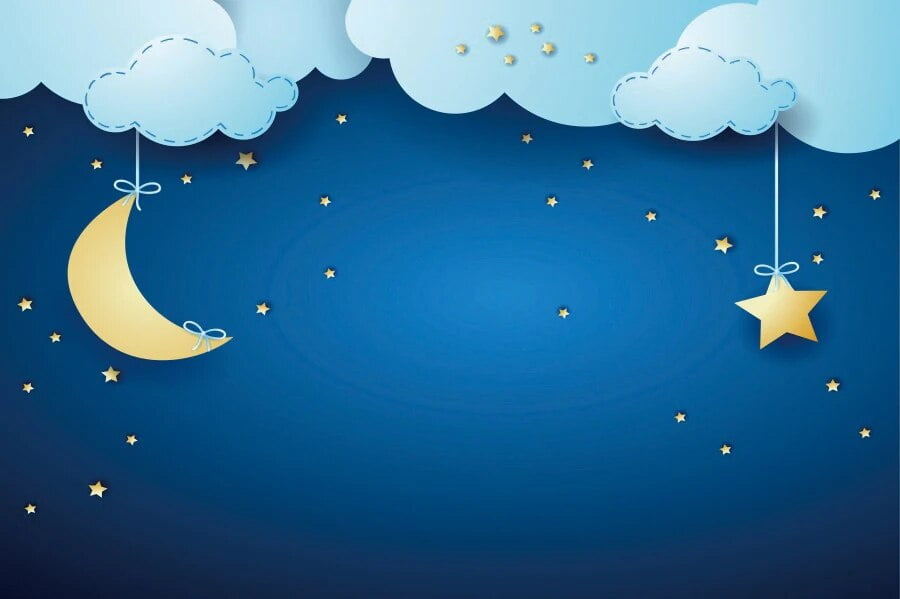 Baby Shower Photo Backdrop White Clouds Moon Stars Kids Newborn ...