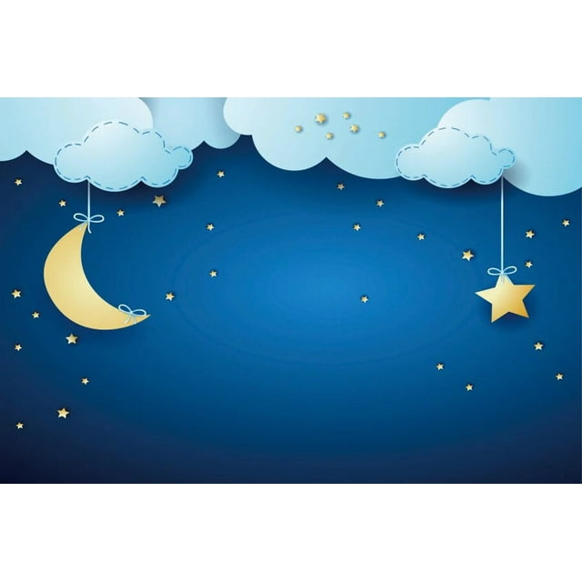 Baby Shower Photo Backdrop White Clouds Moon Stars Kids Newborn ...