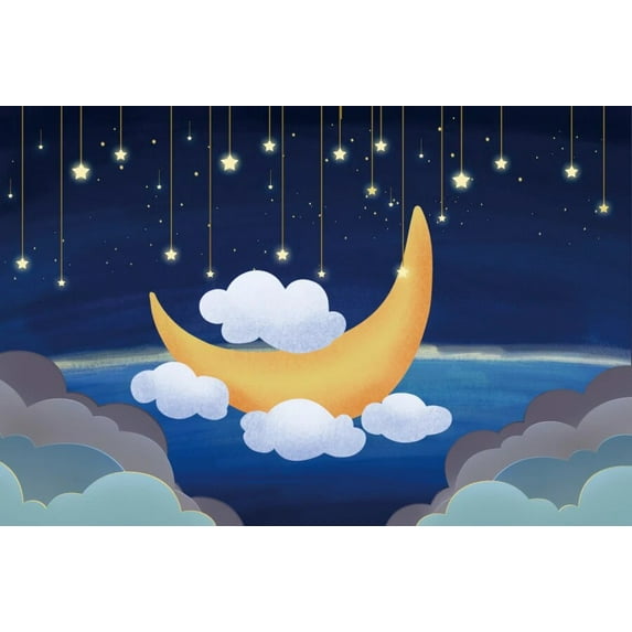 Baby Shower Photo Backdrop White Clouds Moon Stars Kids Newborn ...