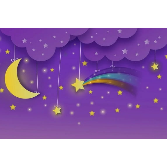 Baby Shower Photo Backdrop White Clouds Moon Stars Kids Newborn ...