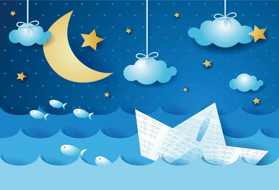 Baby Shower Photo Backdrop White Clouds Moon Stars Kids Newborn ...