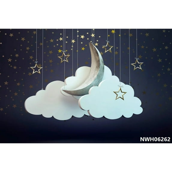 Baby Shower Photo Backdrop White Clouds Moon Stars Kids Newborn ...