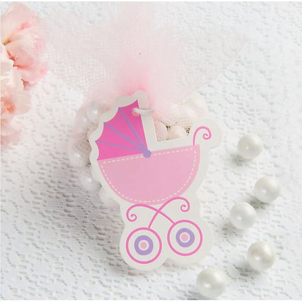 Various Pink Baby Carriage Gift Tags with Twist Ties, 25 Count ...