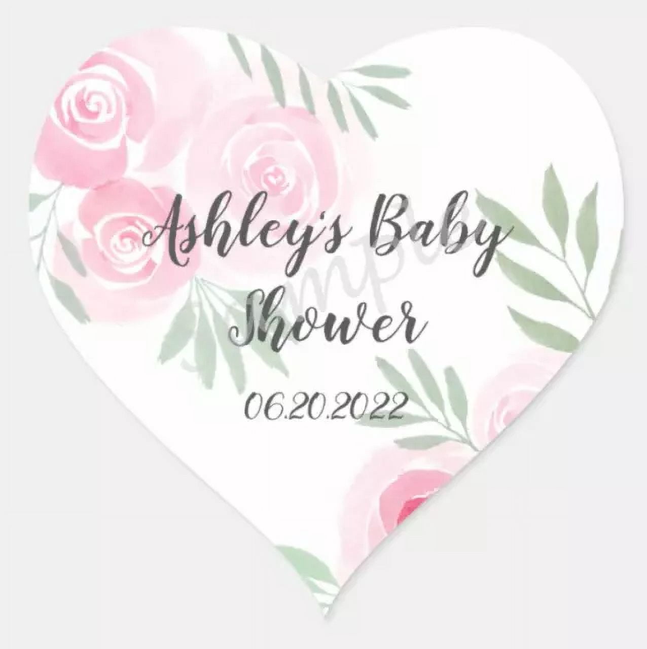 Baby Shower Pink Sticker Party Favors Sticker - (Heart Shaped) Envelope ...