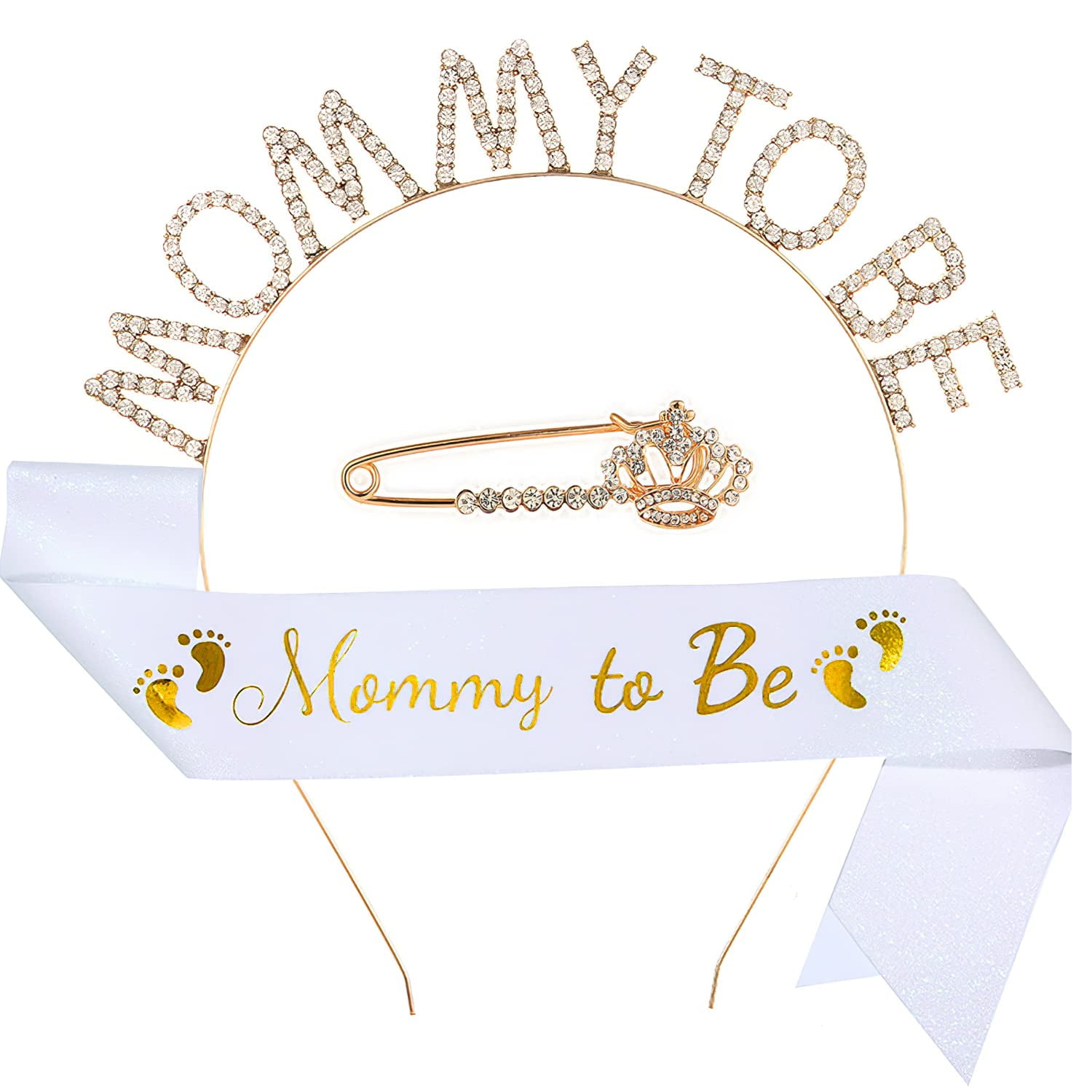 Baby Shower Sash Tiara CM31 Brooch Set, Mommy to Be Sash Rhinestone ...