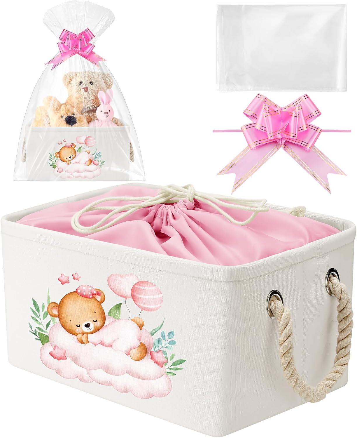 Baby Shower Storage Basket with Gift Bags Rectangular Ribbons ...