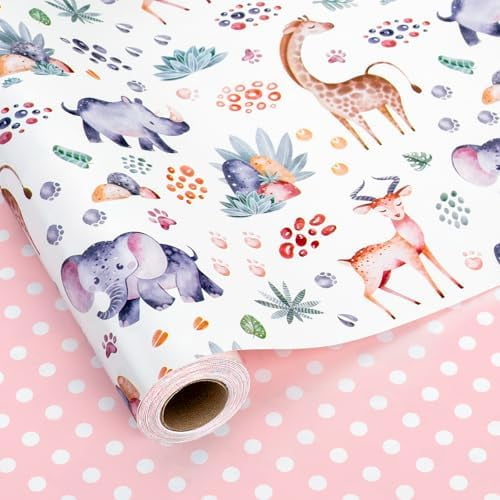 Baby Shower Wrapping Paper, Reversible Baby Gift Wrapping Paper, Lovely ...