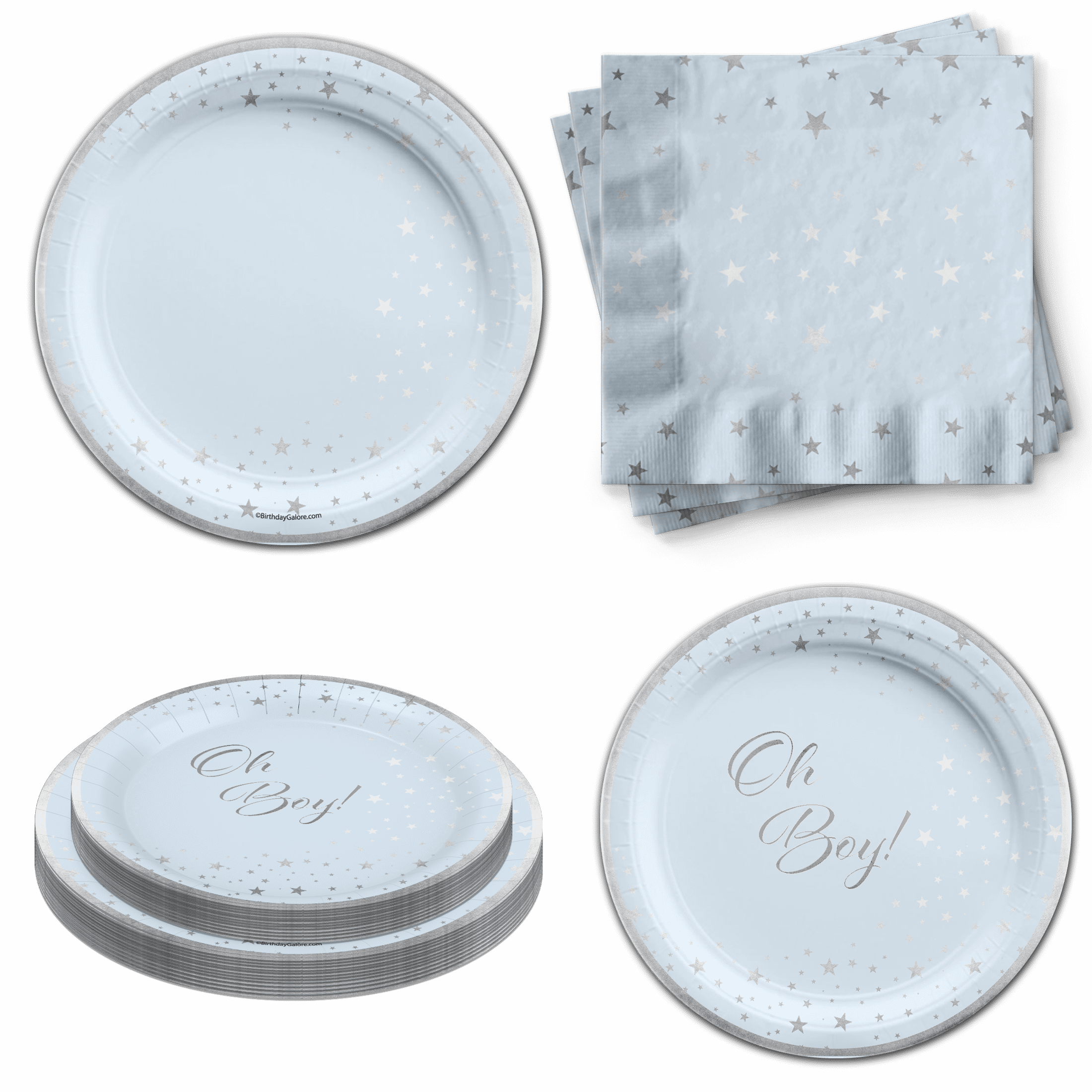 Birthday Galore Baby Shower for Boy Plates and Napkins, 1st Birthday ...