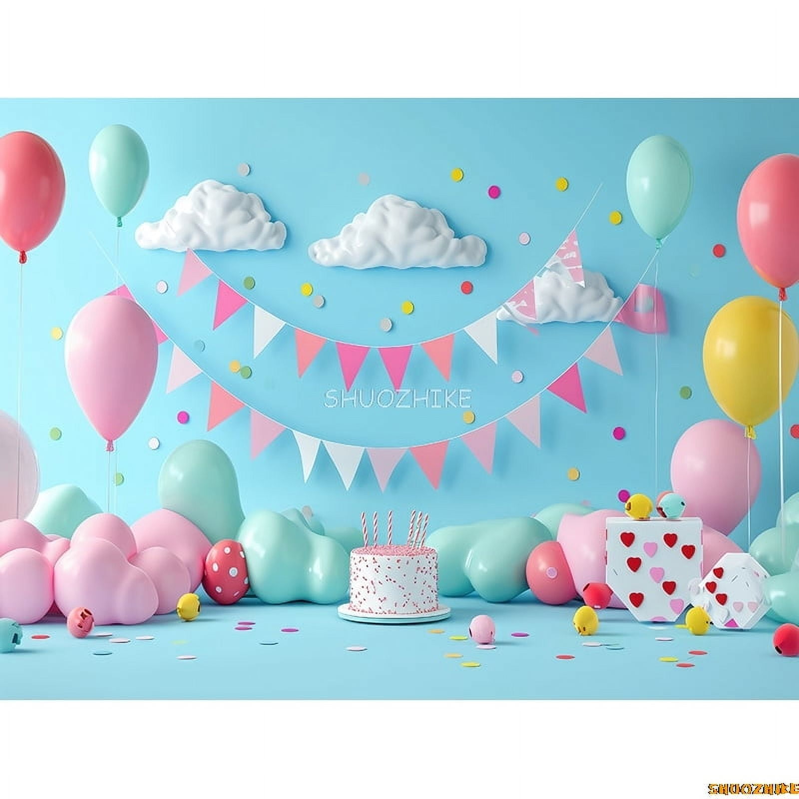 Baby Shower ration Birthday Party Photography Backdrops Props Balloons ...