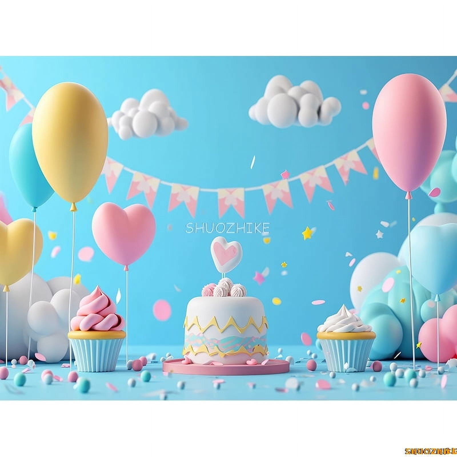 Baby Shower ration Birthday Party Photography Backdrops Props Balloons ...